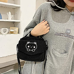 Kawaii Purse Cute Corduroy Crossbody Bag for Girls Women Kawaii Corduroy Purse Plush Shoulder Bag Fashion Canvas Bag