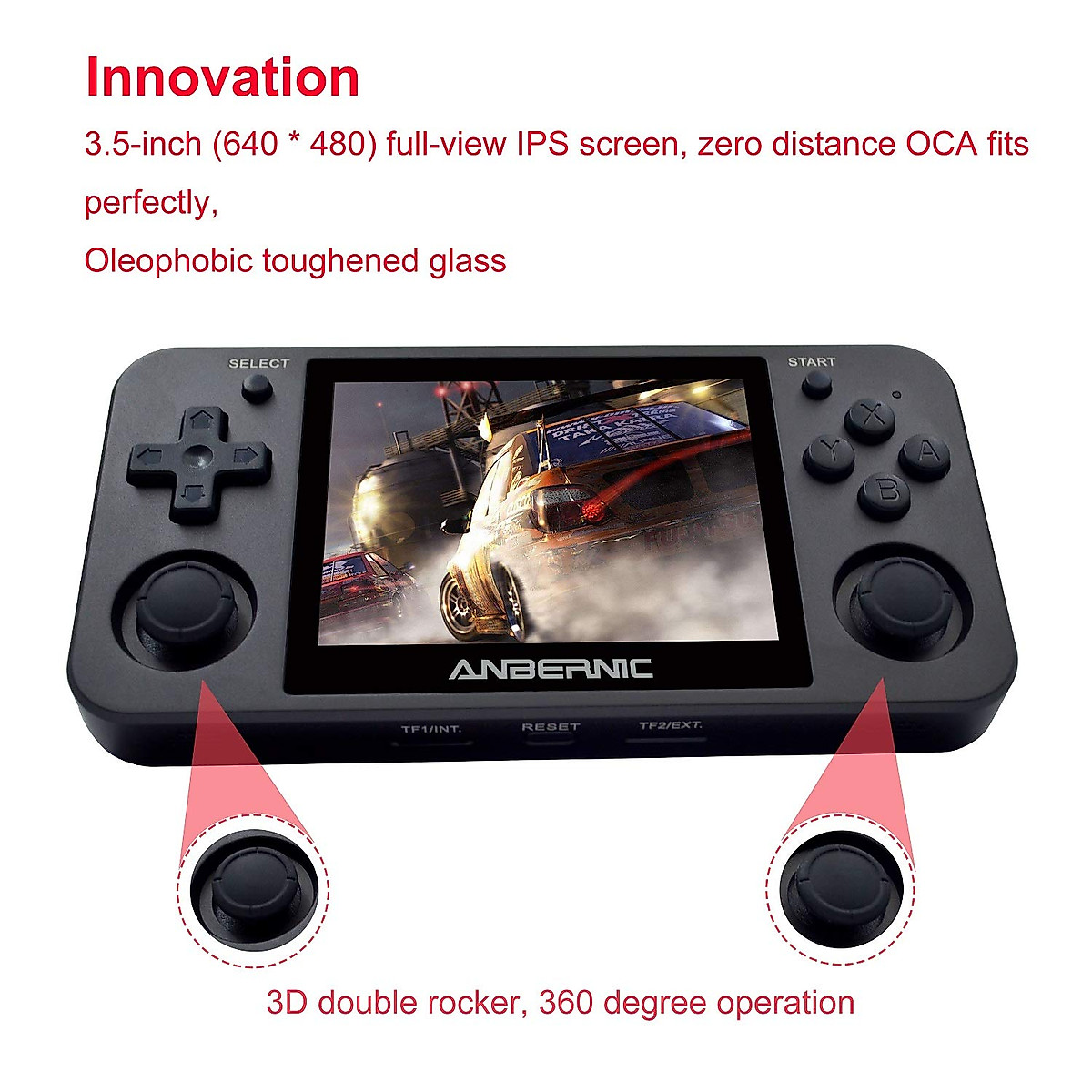 RG350M Handheld Game Console with Opening Linux Tony System HDMI Output 64Bit 3.5inch IPS Screen , Retro Game Console with 32G TF Card 2500 Classic Games Portable Video Game Console （Black）