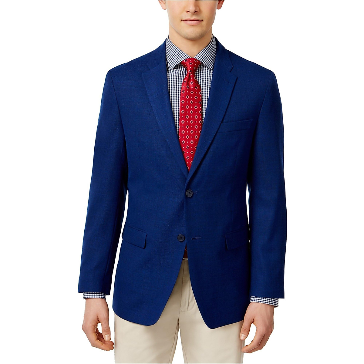 Tommy Hilfiger Mens Stretch Performance Two Button Blazer Jacket RoyalBlue 40