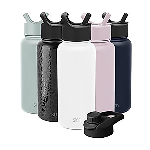 Simple Modern Water Bottle with Straw and Chug Lid Vacuum Insulated Stainless Steel Metal Thermos Bottles | Reusable Leak Proof BPA-Free Flask for Sports, Gym | Summit Collection | 32oz, Winter White