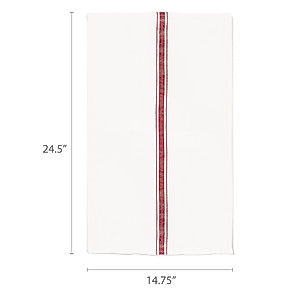 Nouvelle Legende Cotton Kitchen and Dish Towels, 14.75 x 24.5 Inches, White with Red Herringbone Stripes, 6 Pack