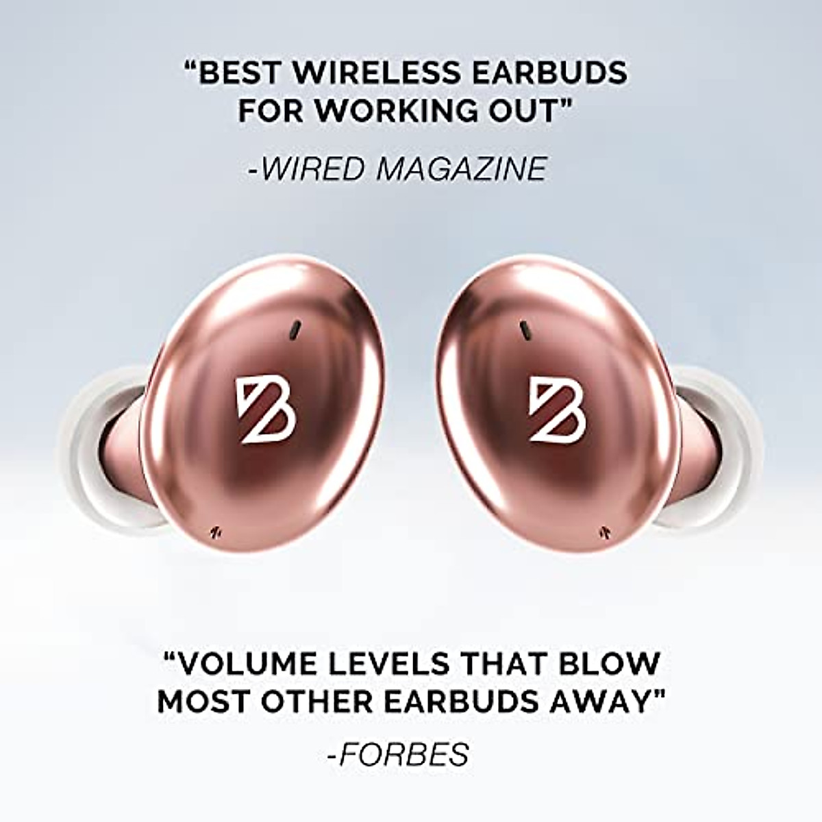Tempo 30 Rose Gold Wireless Earbuds for Small Ears Women, Cute Pink Bluetooth Bass Boost Earphones Small Ear Canals, IPX7 Sweatproof, 32-Hour Long Battery, Loud in Ear Headphones Gift for Women