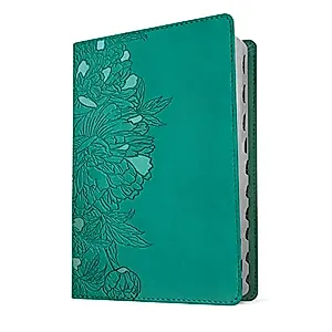 NLT Compact Giant Print Bible, Filament Enabled (LeatherLike, Peony Rich Teal, Indexed, Red Letter)
