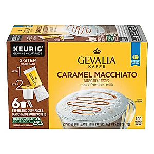 GEVALIA Caramel Macchiato Latte Coffee, K-CUP Pods, 5.98 oz, (18 Count,Pack - 3)