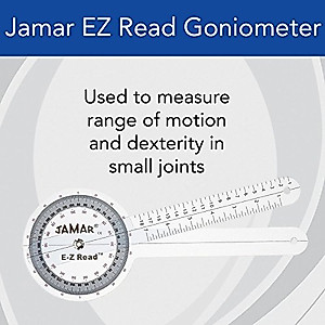 Jamar EZ Read 12.5" (32cm) Goniometer, Easy to Read Manual Range of Motion Measure Tool, Accurate Angle Measuring Device, Transparent Protractor Instrument, Inch & Centimeter Linear Measurement
