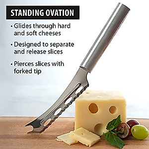 Rada Cutlery Cheese Knife – Stainless Steel Steel Serrated Edge With Aluminum Handle, Made in the USA, 9-5/8