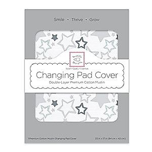 Softest Cotton Muslin Changing Pad Cover, Sterling Starshine
