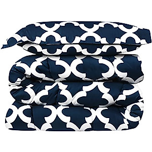 Utopia Bedding - Comforter Bedding Set with 1 Pillow Sham - 2 Pieces Bedding Comforter Sets - Down Alternative Comforter - Soft and Comfortable - Machine Washable, Quatrefoil Navy, Twin