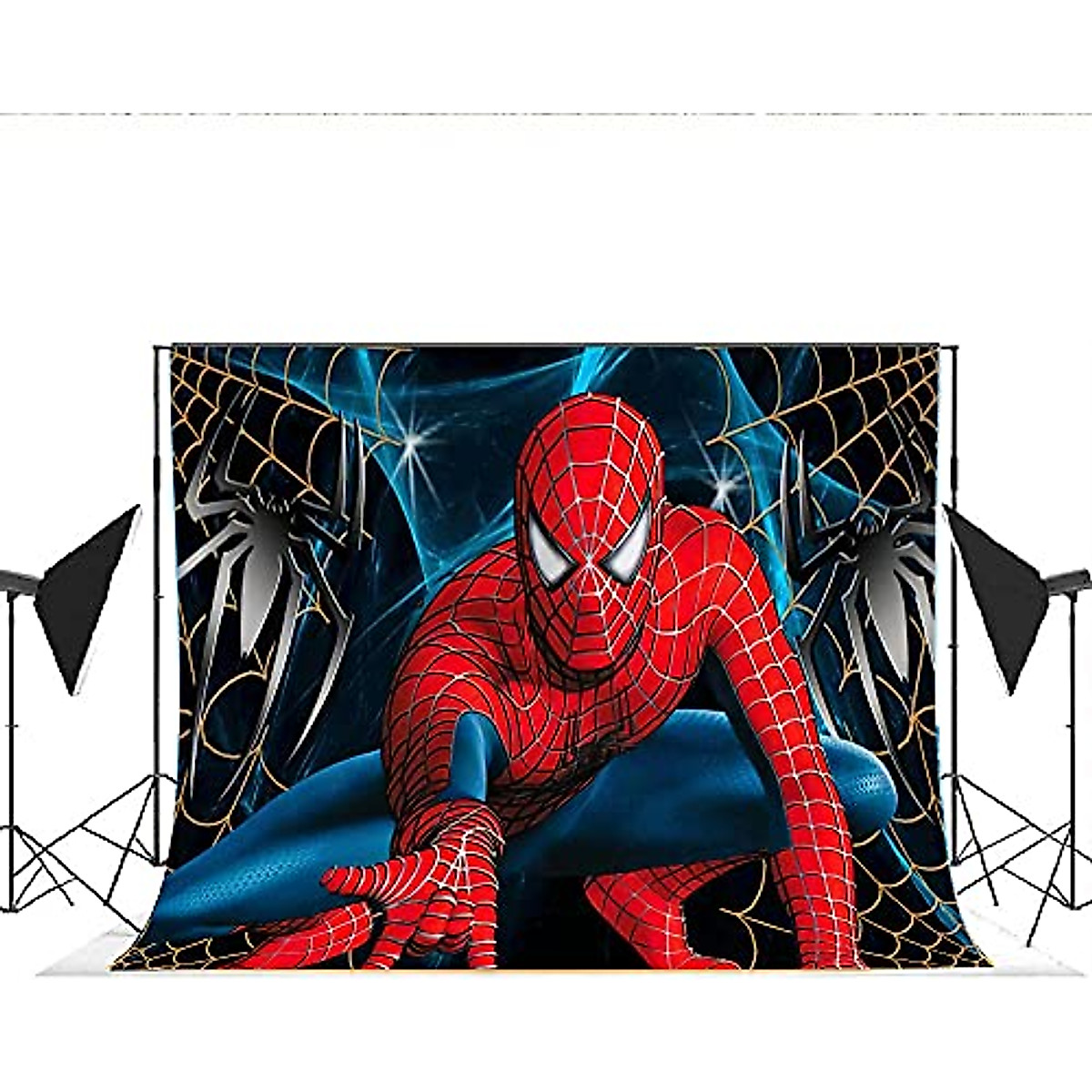 Jinsen, Spider Super Hero Family Backdrops Kids Happy Birthday Party Custom Banner Decoration Photography Background for Photo Studio Newborn Baby Shower Birthday Party Supplies Banner