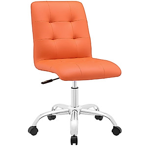 Modway Prim Ribbed Armless Mid Back Swivel Conference Office Chair In Orange