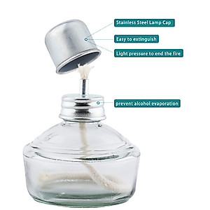 Dental Alcohol Lamp Glass Alcohol Burner Lamp Bunsen Burner with Metal Cap Dental Lab Equipment Heating 150ml with 5 Free Replacement Wicks & Funnel
