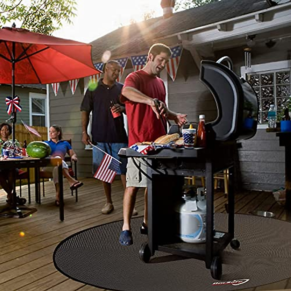 36" Round Under Grill Mat,DocSafe 4 Layers Fire Pit Mat,Fireproof Mat Protect Mat for Deck,Patio,Grass,Outdoor Charcoal,Smokers,Reusable Oil-Proof and Waterproof Indoor Fireplace Mat BBQ Floor Mat