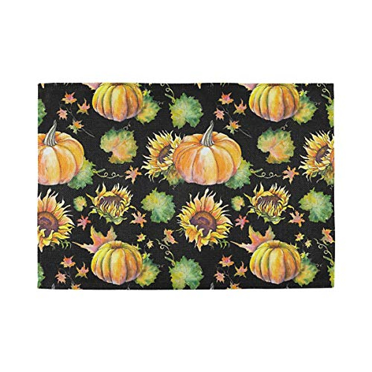 Autumnof Pumpkins Sunflowers Leaves Branches Placemats Set of 6, Double Sides Printing Place mats for Kitchen Dining Table Non-Slip Decorative Table Mat Washable