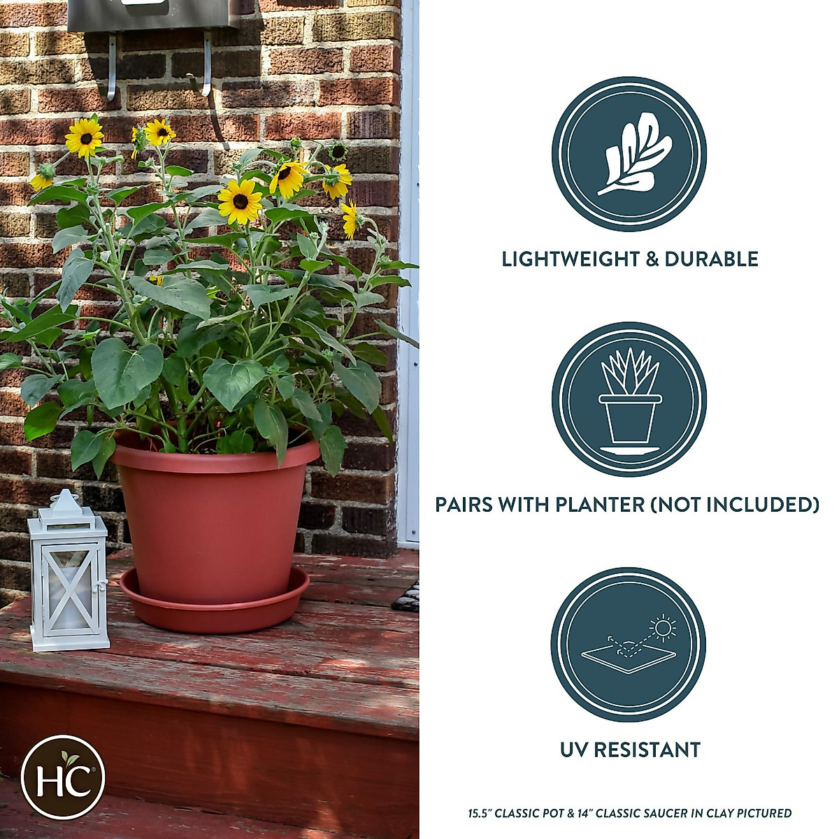 Classic Round Planter Saucer - The HC Companies 14-Inch Flower Pot Drip Trays for Planters, Pairs w/ 14" Clay Classic Planter LIA14000E35 Clay (SLI14000E35)