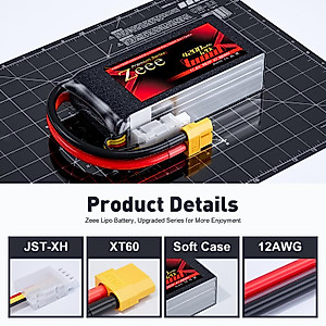 Zeee Premium Series 3S Lipo Battery 4200mAh 11.4V High Voltage Shorty Battery 120C with XT60 Plug Soft Case HV Lipo Compatible with Rock Crawler Helicopter Airplane Drone Boat Racing Models(2 Pack)