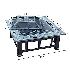 Outsunny Square 32" Outdoor Backyard Patio Metal Firepit