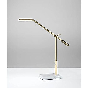 Adesso 4128-21 Vera LED Desk Lamp, 16-26 in, 6W Full Spectrum LED, Antique Brass Finish, 1 Table Lamp , White