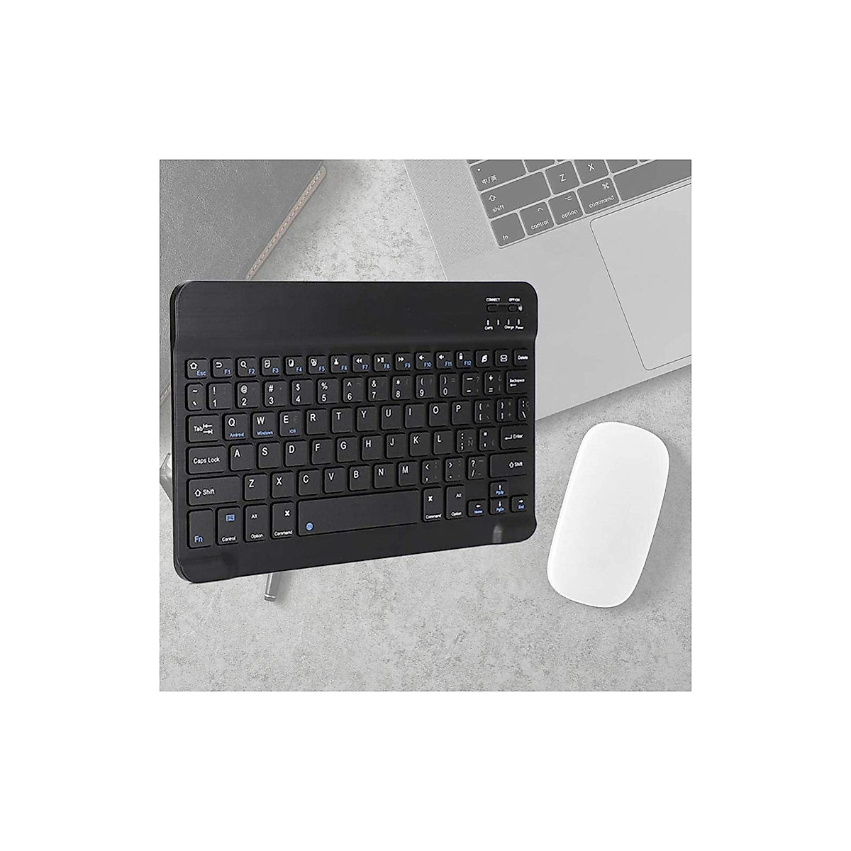 V BESTLIFE Keyboard Spanish English 10.1" Slim Ultra Wide 80-Key Keyboard Bluetooth 3.0 for Android/for iOS/for Win