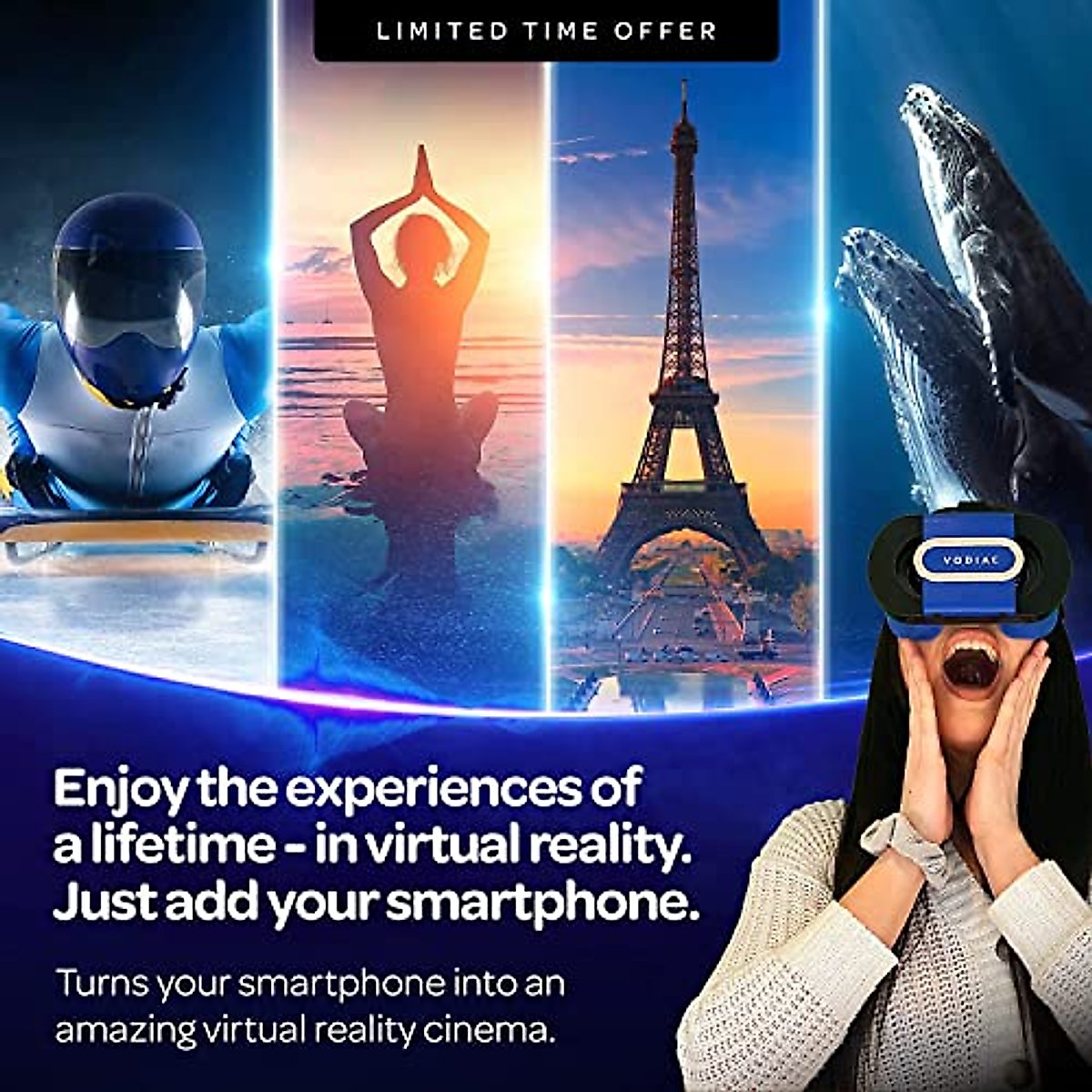 Vodiac VR - Virtual Reality Goggles, Carry Case, Free VR Videos & More via The Vodiac in-App Streaming Service. Powered by Your Smartphone iPhone Android Compatible