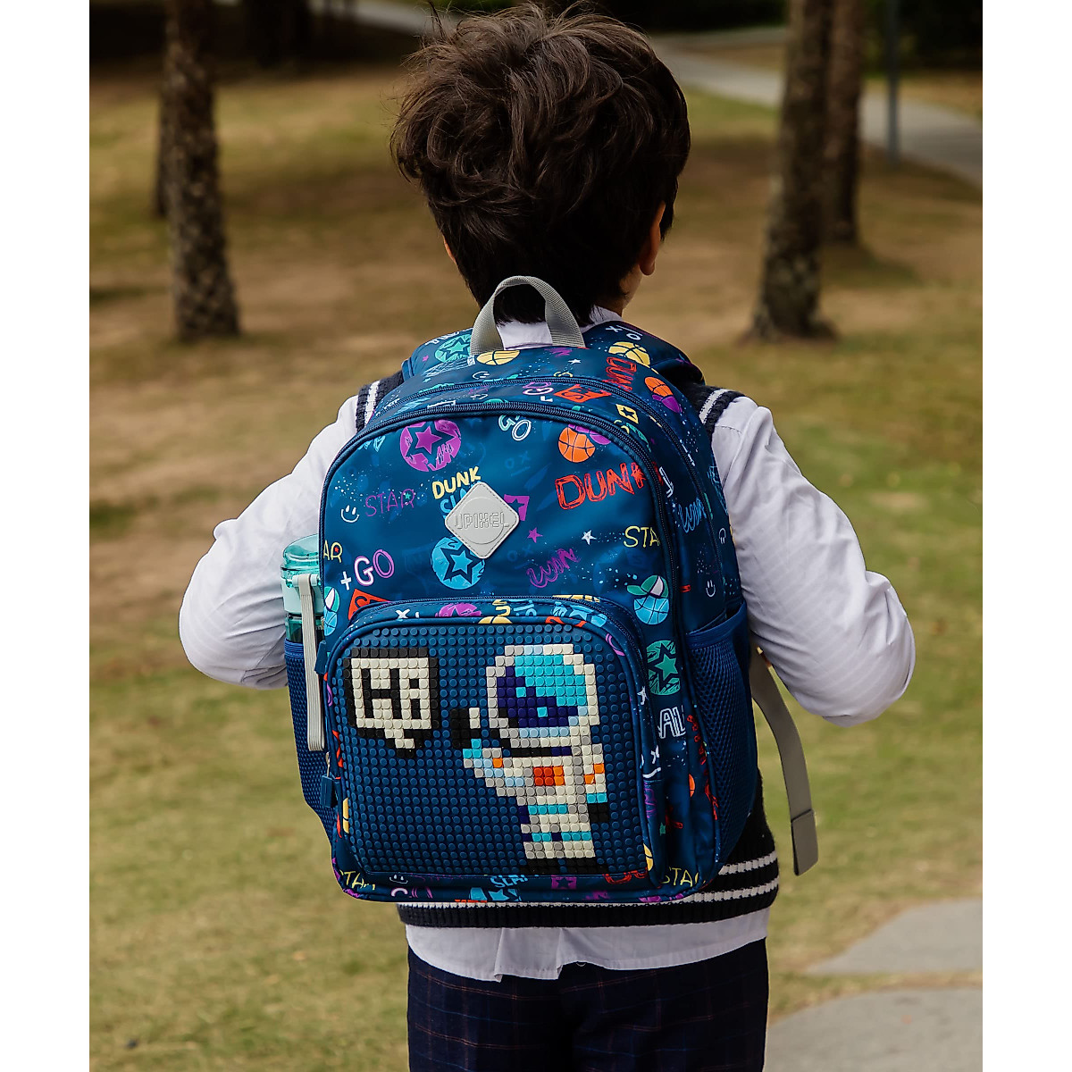UPIXEL Elementary School Backpack for Boys and Girls DIY Patterns Kids Backpack for Age 6-12 Big Capacity 3 Compartments Kids Bookbag with Chest Strap