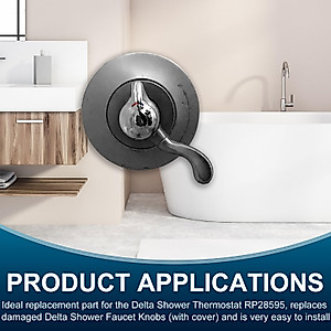 LEDBarz RP28595 Shower Knob Replacement for Delta Faucet Water Temperature Monitoring Control Handle with Cover,Shower Plumbing Repair kit for Delta,Chrome