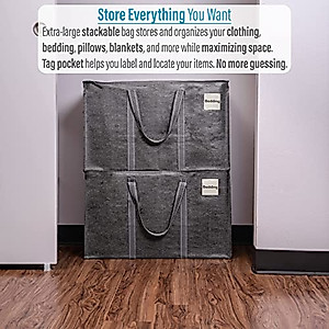 VENO 8 Pack Extra Large Moving Storage Bags with Zippers, Foldable Heavy-Duty Tote for Space Saving, Alternative to Moving Boxes, Packing Supplies, Plastic Storage Bins (Dark Gray - Set of 8)