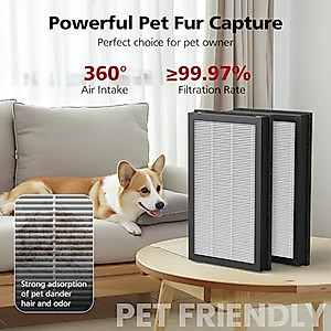 PM1240B & AP2 Air Filter Replacement Compatible with Priestley PM1240B and Airversa AP2 Purelle Air Purifier 3-Stage Powerful Filtration H13 True HEPA Filtering 99.97% Smoke, Odor, Particles, 4 Pack