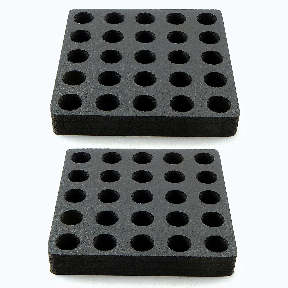 Polar Whale 2 Vial Racks Black Foam Storage Rack Holder Organizer Stand Transport Each Holds 25 Vials Fits up to 24mm Diameter