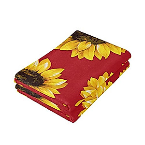 Kigai Towels Sunflower Pattern Kitchen Towels 100% Cotton Soft & Absorbent Towels for Bathroom Thick Plush Hand Towel Beach, Pool, Gym, Yoga Quick Dry Towel Set 28.3x14.4in