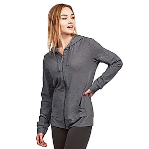 Women's Zip Up Cotton Light Hoodie Jacket (M, Charcoal)