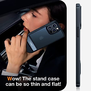 TORRAS iPhone 14 Pro Max Case with Stand [10 Ft Military Drop Protection] [3 Stand Ways Built-in Kickstand] Shockproof Slim Translucent Matte iPhone 14 Pro Max Phone Cases 6.7 '' 2023, Black