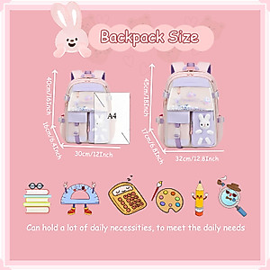 VIDOSCLA Bunny Girls Backpack for School Kawaii Kids Girls Book bags Cute Sequin School Bag for Girls