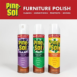 Pine-Sol Furniture, Polish 4in1 Cleaning Action Wood Polish Spray Wood Polish Spray for Your Cleans Conditions Protects and Shines Ounces Original Pine Scent, Yellow, Lemon, 12.7 Fl Oz