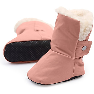 7AM Infant Booties for Winter - Waterproof Kids Snow Boots for Baby Boys & Girls, Warm Vegan Sherpa Lining Baby Booties, Anti-Slip Soles Kids Winter Shoes, Newborn Winter Essentials | (12-24M)