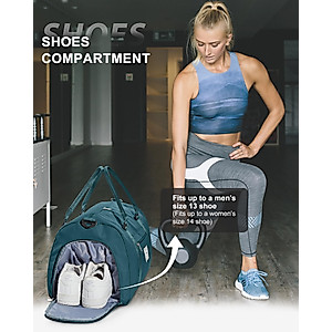 Gym Bags Womens Mens with Shoes Compartment and Wet Pocket Travel Duffel Bag for Women for Plane Sport Gym Tote Bags Swimming Yoga Waterproof Weekend Overnight Bag Carry on Bag Hospital Holdalls