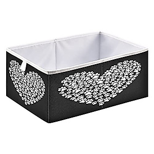 ALAZA I Love Dog Paw Print 11 Inch Cube Storage Bin Organizer Foldable Basket for Closet Cabinet Shelf Office
