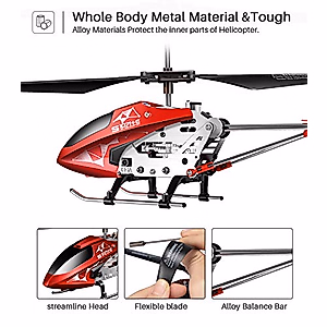 Remote Control Helicopter, S107H-E Aircraft with Altitude Hold, One Key take Off/Landing, 3.5 Channel, Gyro Stabilizer and High &Low Speed, LED Light for Indoor to Fly for Kids and Beginners(Red)