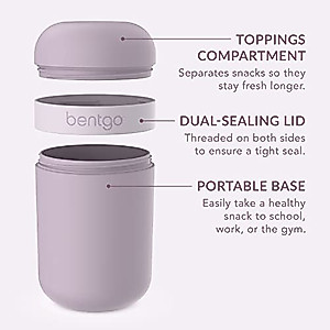 Bentgo® Snack Cup - Reusable Snack Container with Leak-Proof Design, Toppings Compartment, and Dual-Sealing Lid, Portable & Lightweight for Work, Travel, Gym - Dishwasher Safe (Orchid)