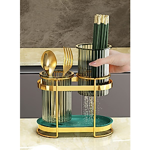 NAN Wind Cutlery and Utensil Storage Organizer,Cutlery and Utensil Organizer With Drainer,Utensil Countertop Storage Container for Kitchen to Holds Forks,Knives,Spoons,Chopsticks