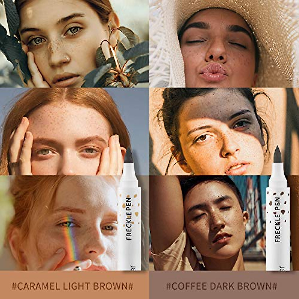 LOKFAR 2 Pcs Freckle Pen Set, Natural Lifelike Fake Freckles Makeup Pen Magic Brown Color Freckles Makeup Tool Long-Lasting Waterproof Dot Spot Pen for Effortless Sunkissed Makeup (Dark Brown)