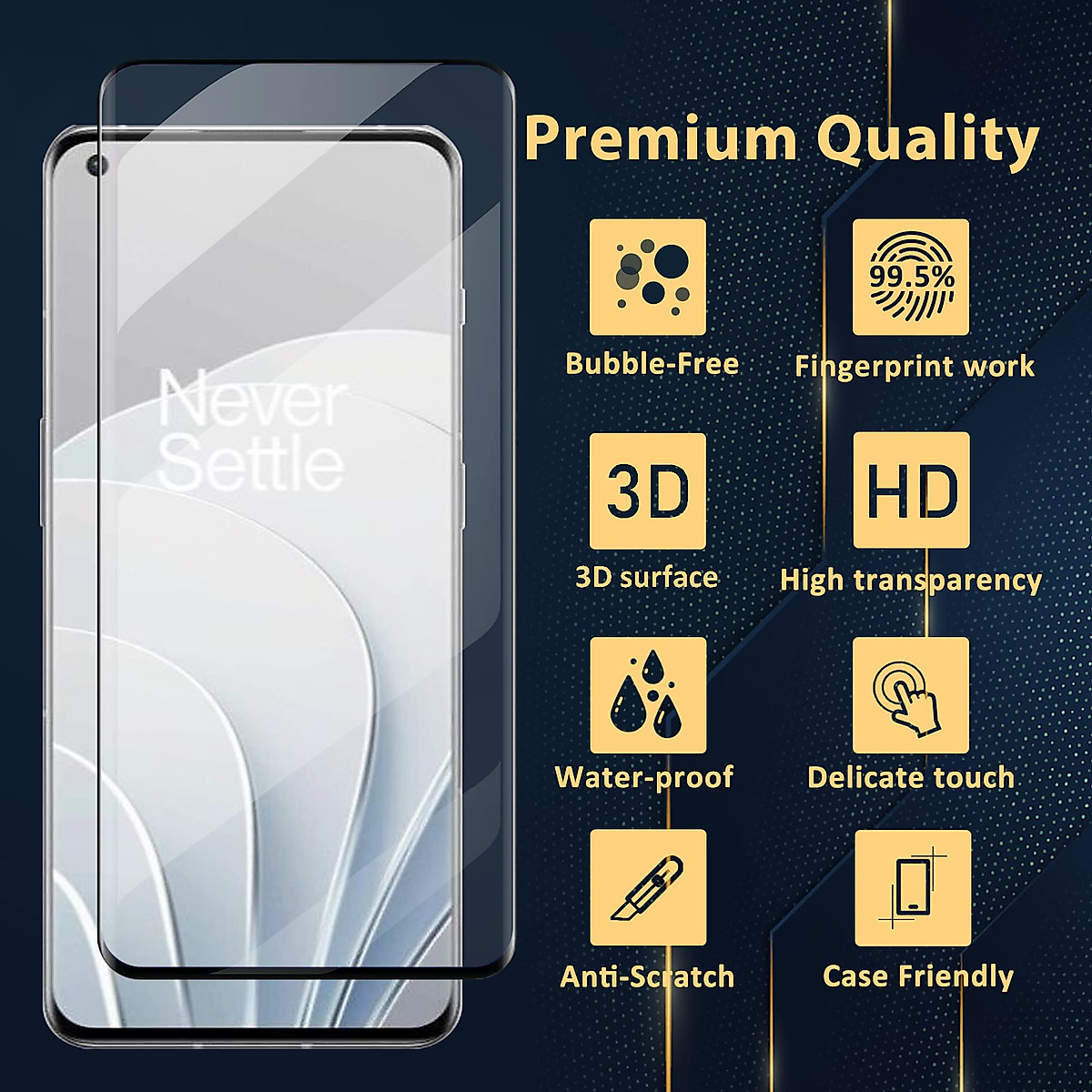 WILLONE [2+2 For OnePlus 10 Pro Screen Protector Tempered Glass 2 Pcs, Camera Lens Protector 2 Pcs, Support Fingerprint Sensor, 9H Hardness, Bubble Free, HD Film for OnePlus 10 Pro 5G