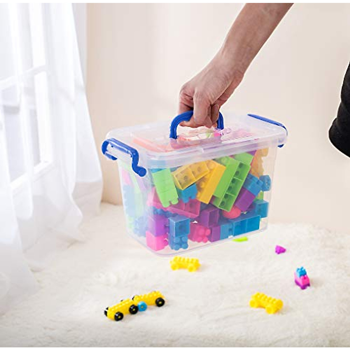 ZHENFAN Clear Storage Latch Box, 4.5 Quart Plastic Storage Bin with Locking Lids and Handle, 6-Pack