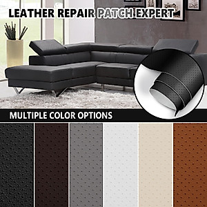 Leather Repair Patch, Breathable Perforated Self Adhesive Repair Patch, Furniture Couch Car Seats Office Chairs Sofa Repair Refurbished Faux Leather Patch (Black,7.8x11.8 inch)