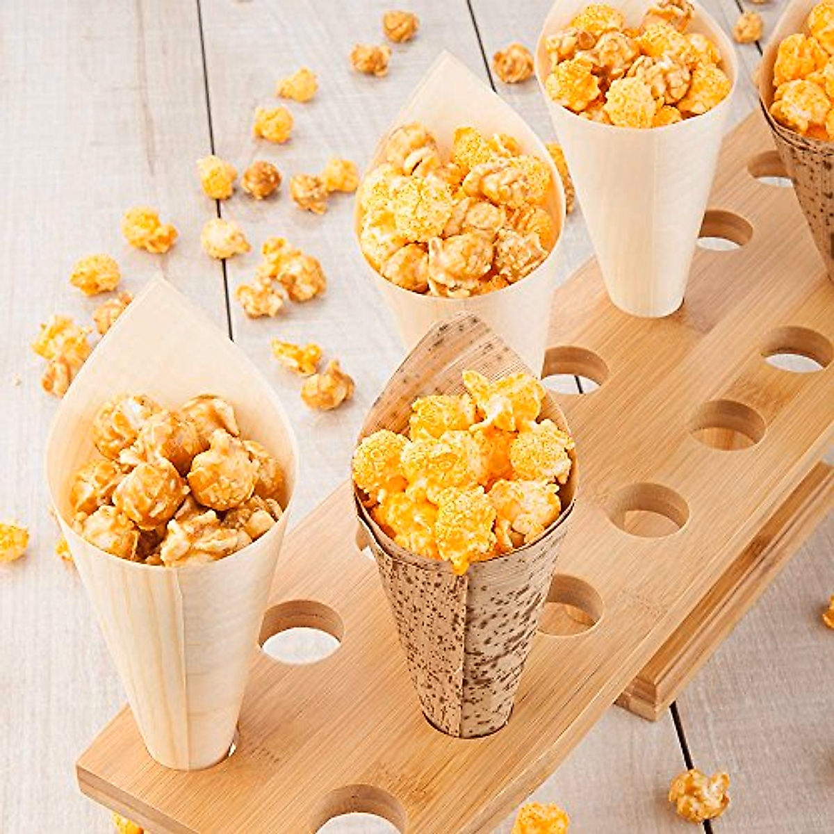 Restaurantware 22.5-inch Oblong Food Cone and Sushi Hand Roll Display Stand: Perfect for Restaurants, Catered Events, and Buffets - Holds 20 Cones - Made from Organic Bamboo - 1ct Box - Restaurantware