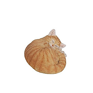 Hi-Line Gift Ltd Lying Cat Sleeping Tabby Statue, Orange