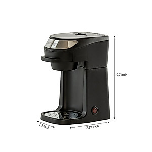roomwell Single Serve Coffee Maker - 12 oz Stainless Steel Portable Drip, Reusable Mesh Filter, Ground Compatible, Non-Pod Mini Coffee Maker - Ideal Coffee Machine for College & Coffee Lovers,Black