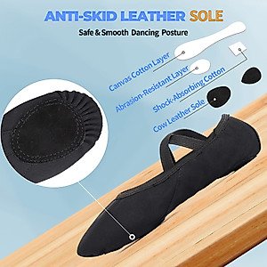 OLORA Women's Ballet Shoes Canvas Dance Slippers Yoga Practice Shoes for Girls/Adults,Black,9 M US