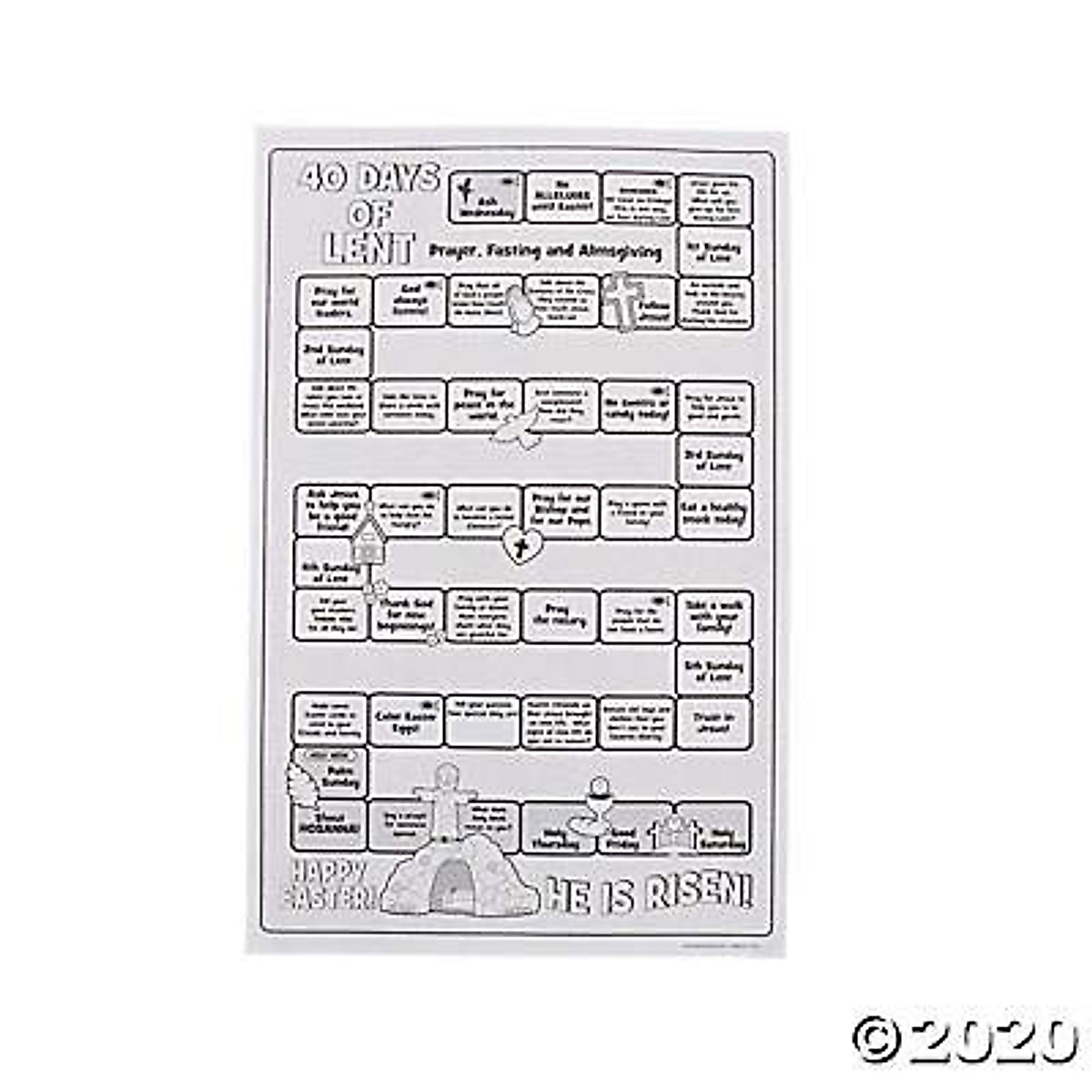 Color Your Own 40 Days to Lent Countdown Poster - Crafts for Kids and Fun Home Activities