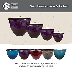 The HC Companies 12 Inch Pizzazz Decorative Round Planter - Lightweight Premium Resin Plant Pot with a Ceramic Look for Indoor Outdoor Use, Warm Red