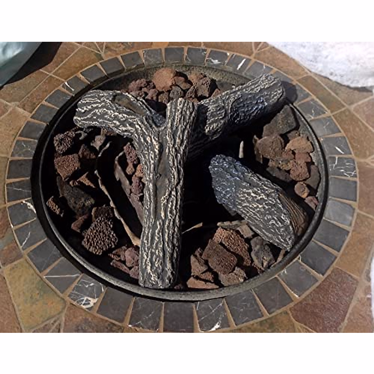 UniFlame Lava Rock and Log Kit for Propane Fire Pits